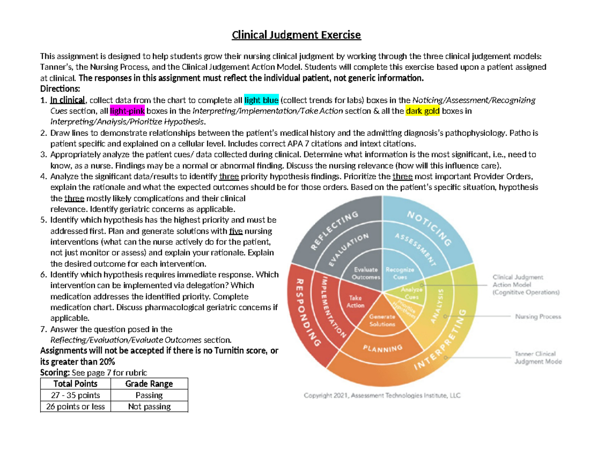 Clinical Judgment Exercise - Students will complete this exercise based ...