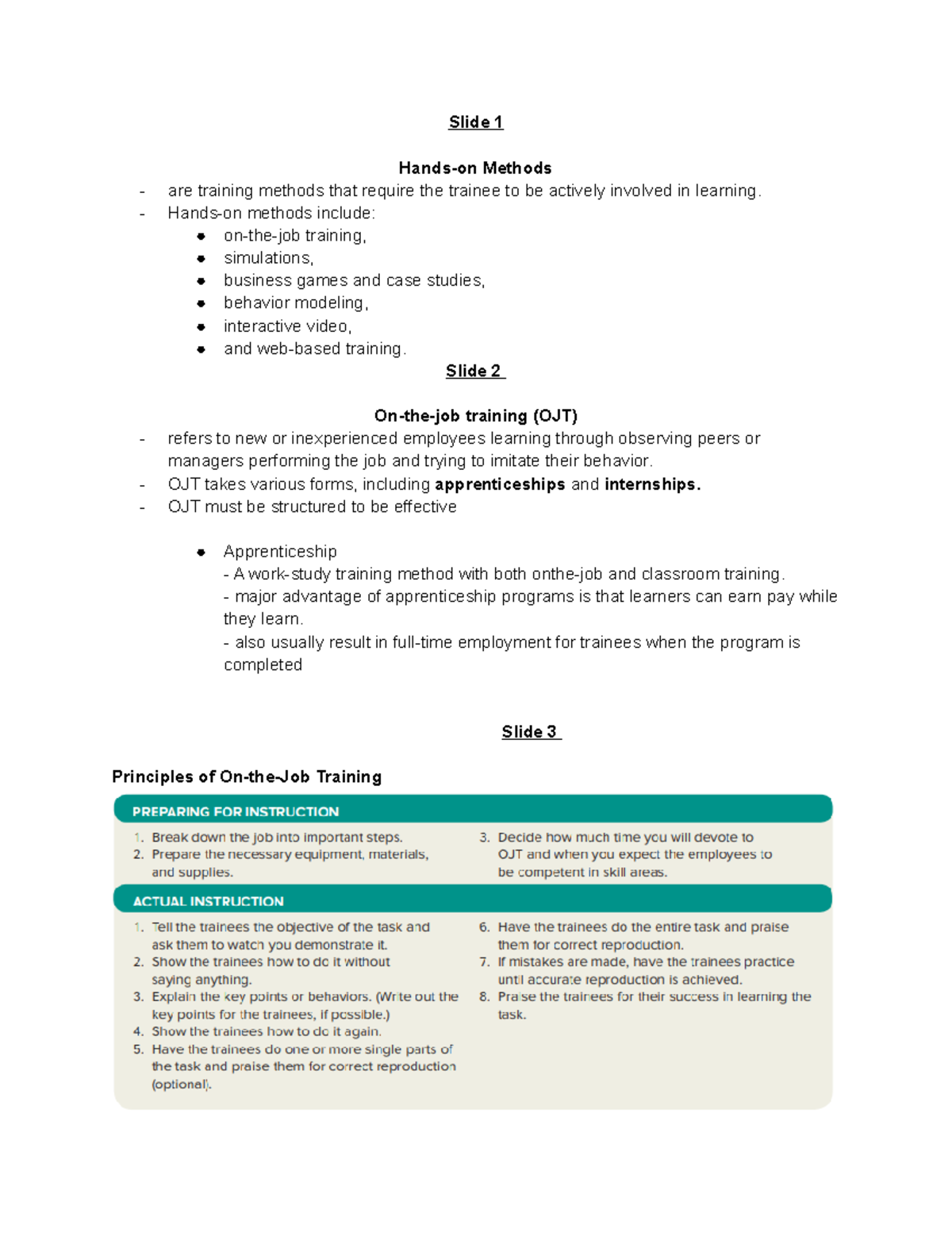 HRM Report - Slide 1 Hands-on Methods are training methods that require ...