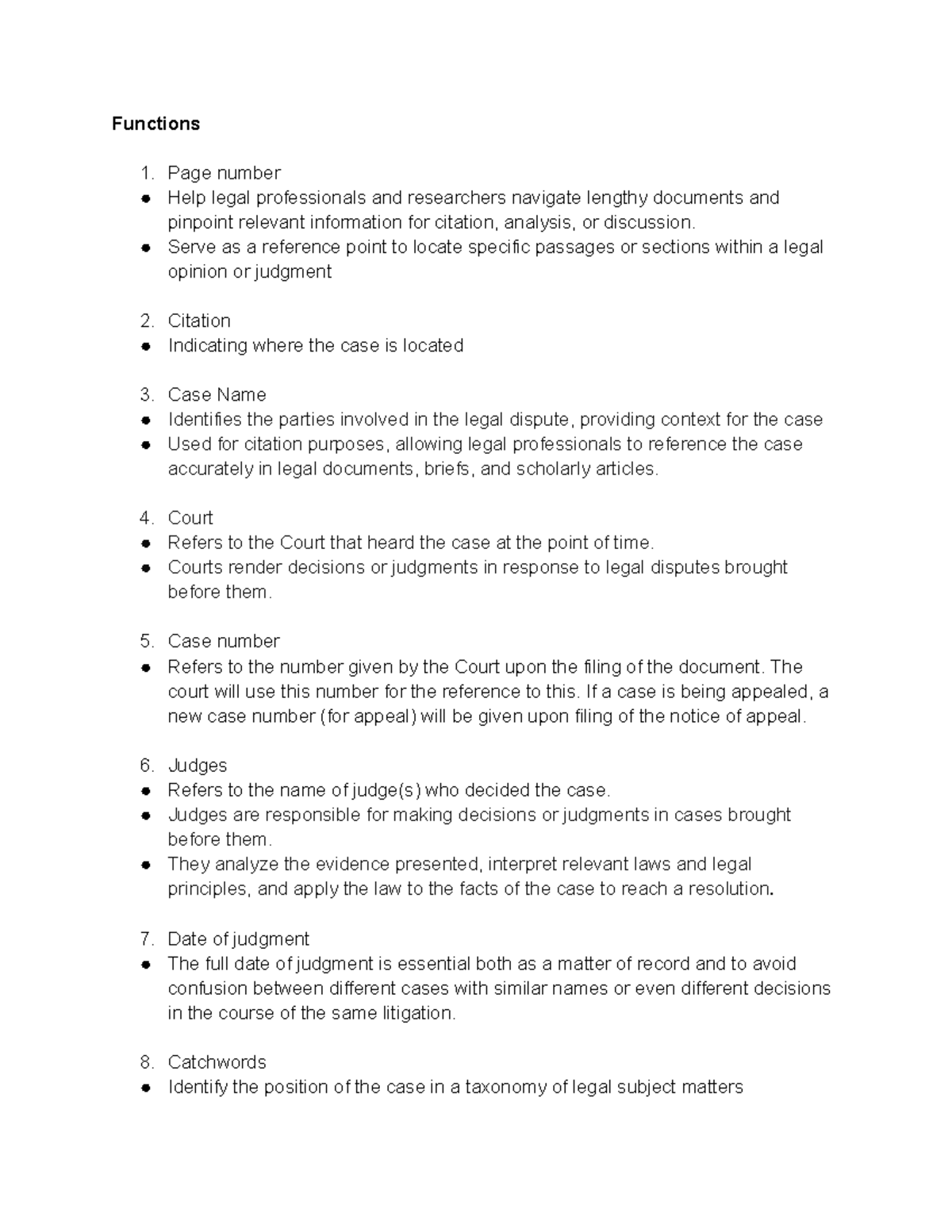 Case Law Anatomy - Functions 1. Page number Help legal professionals ...