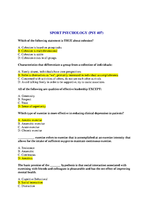 PSY407 Highlighted Handouts - Table of Contents Lesson 1 Sport ...