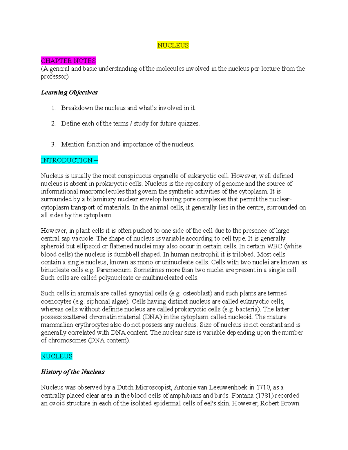 Nucleus - Please use this as study prep materials / course materials ...
