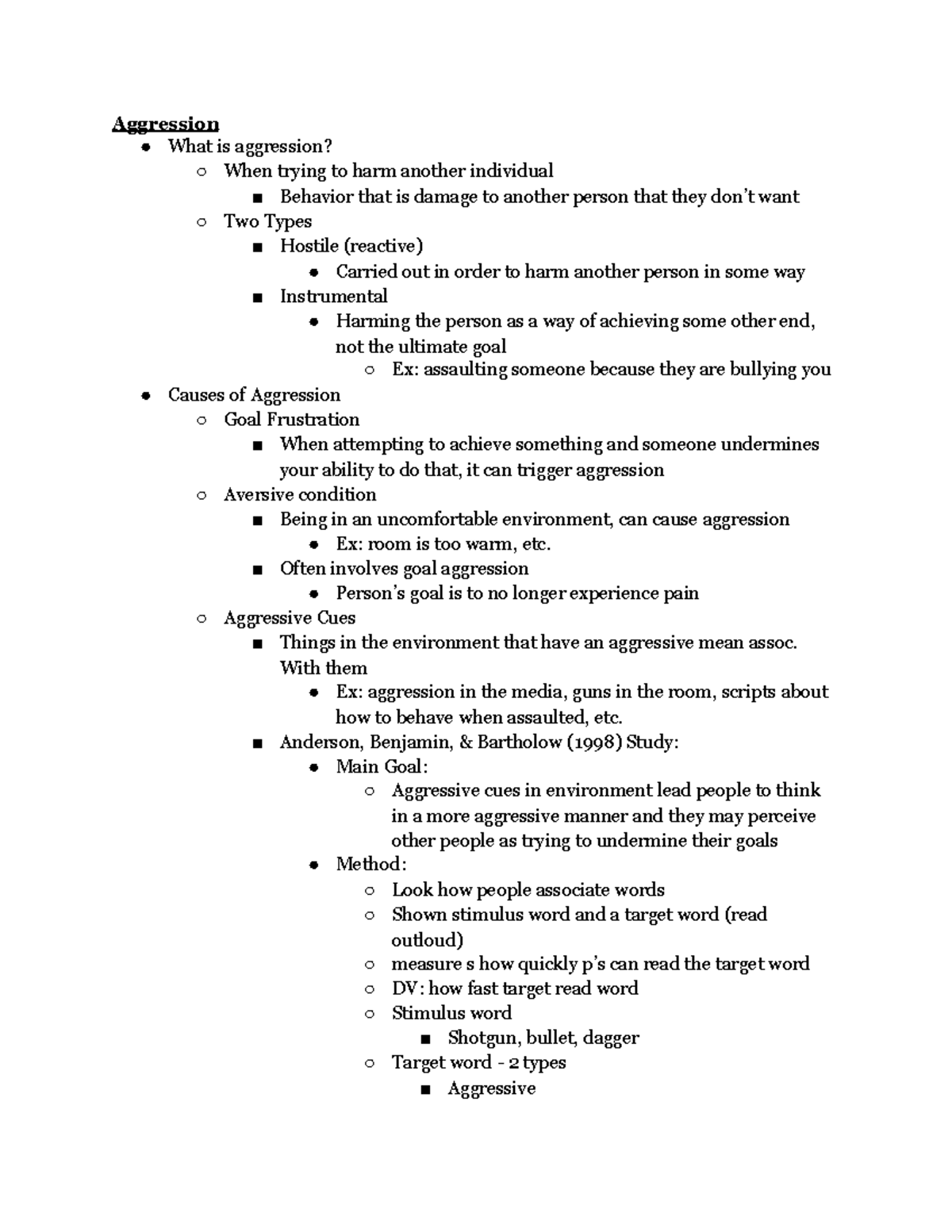 Aggression - Lecture - Aggression What is aggression? When trying to ...