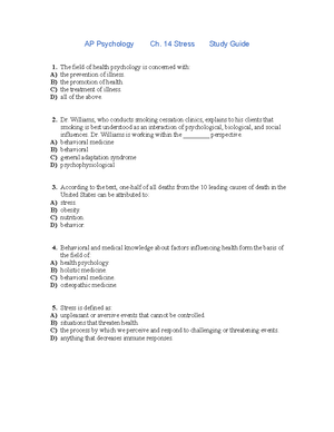 Ch15 Pesonality - Management-Psychology - AP Psychology Ch. 15 ...