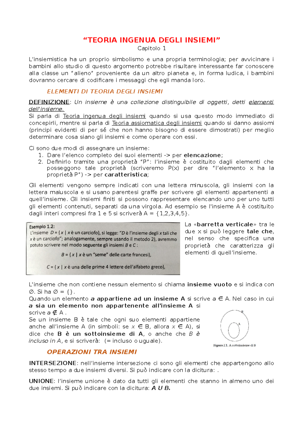 teoria ingenua degli insiemi - “TEORIA INGENUA DEGLI INSIEMI” Capitolo ...