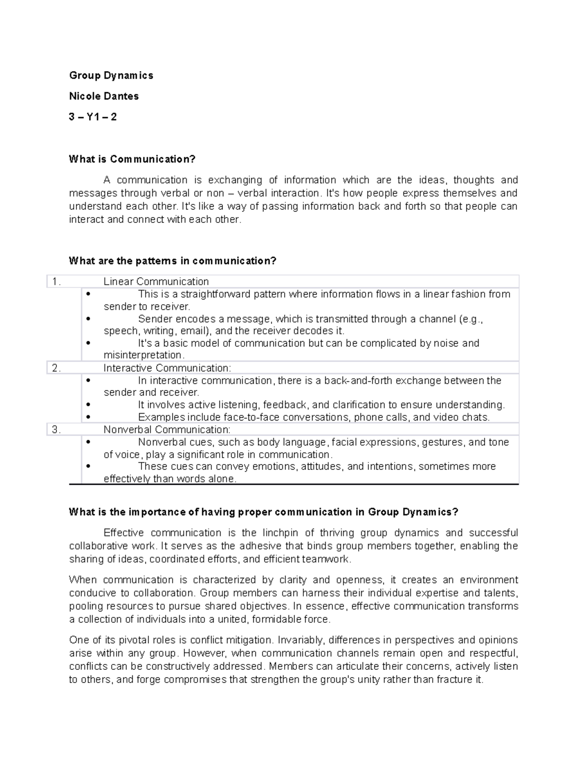 Group-Dynamics - ..... - Group Dynamics Nicole Dantes 3 – Y1 – 2 What ...