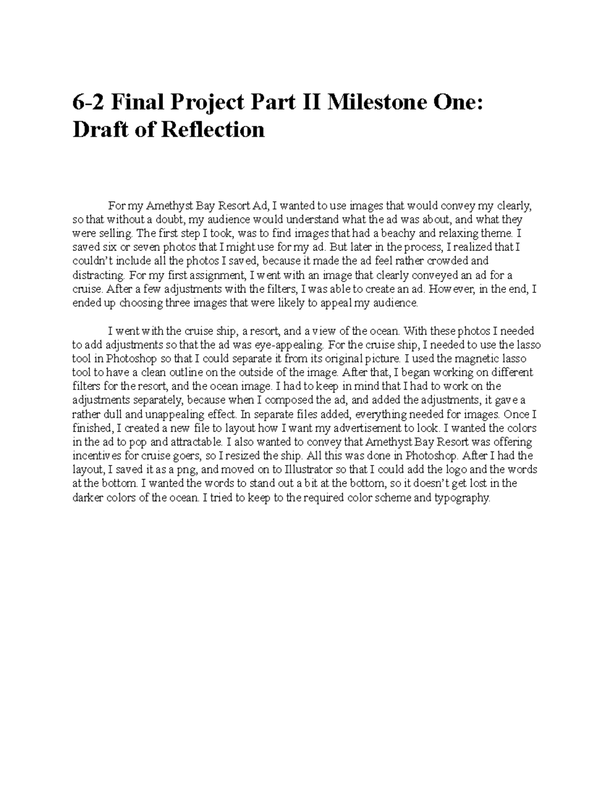 6 2 Final Project Part Ii Milestone One 6 2 Final Project Part Ii Milestone One Draft Of