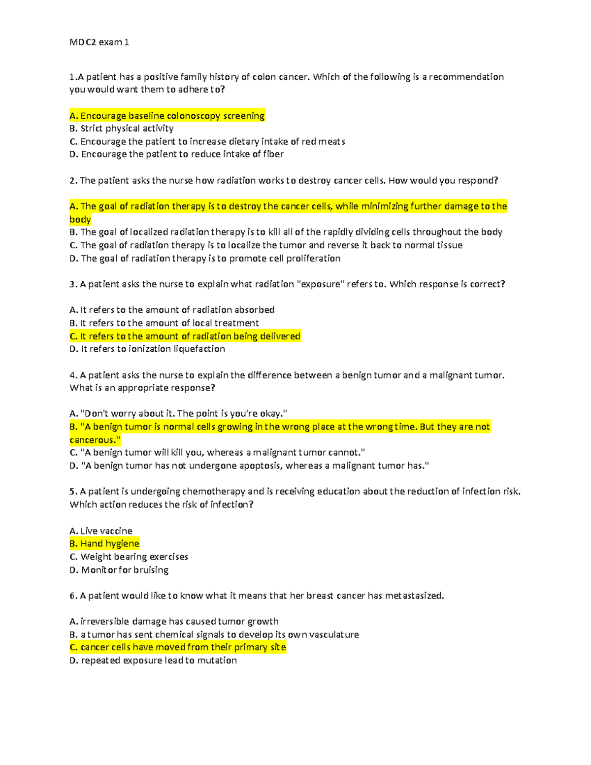 Mdc 2 exam 1 - Exam - 1 patient has a positive family history of colon ...
