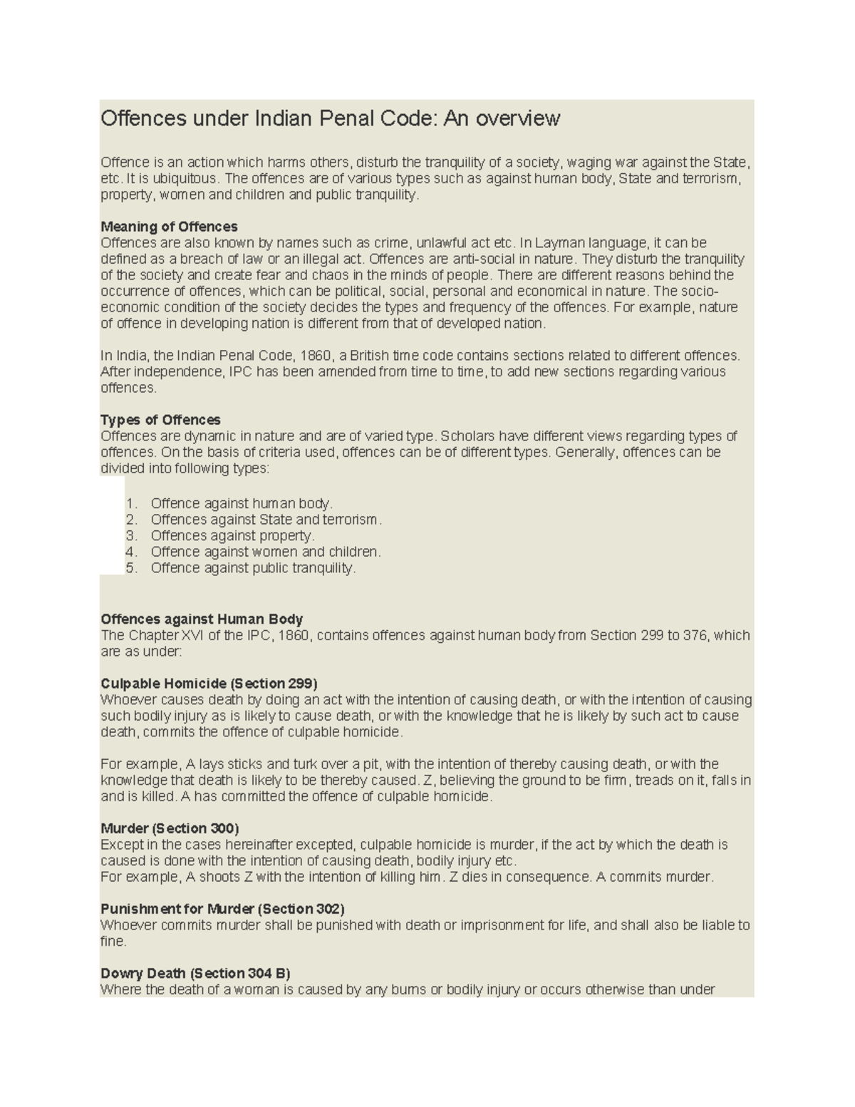 Offences - VVVV - Offences under Indian Penal Code: An overview Offence ...