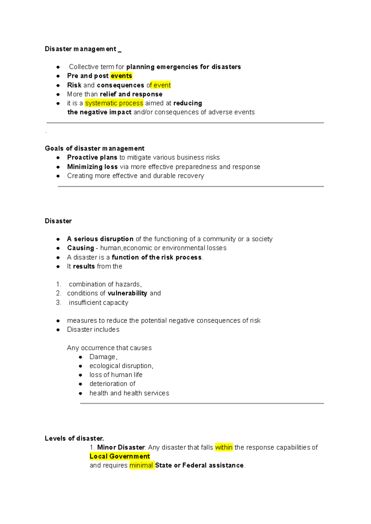 Dppm - r18 dppm notes - ####### Disaster management ...