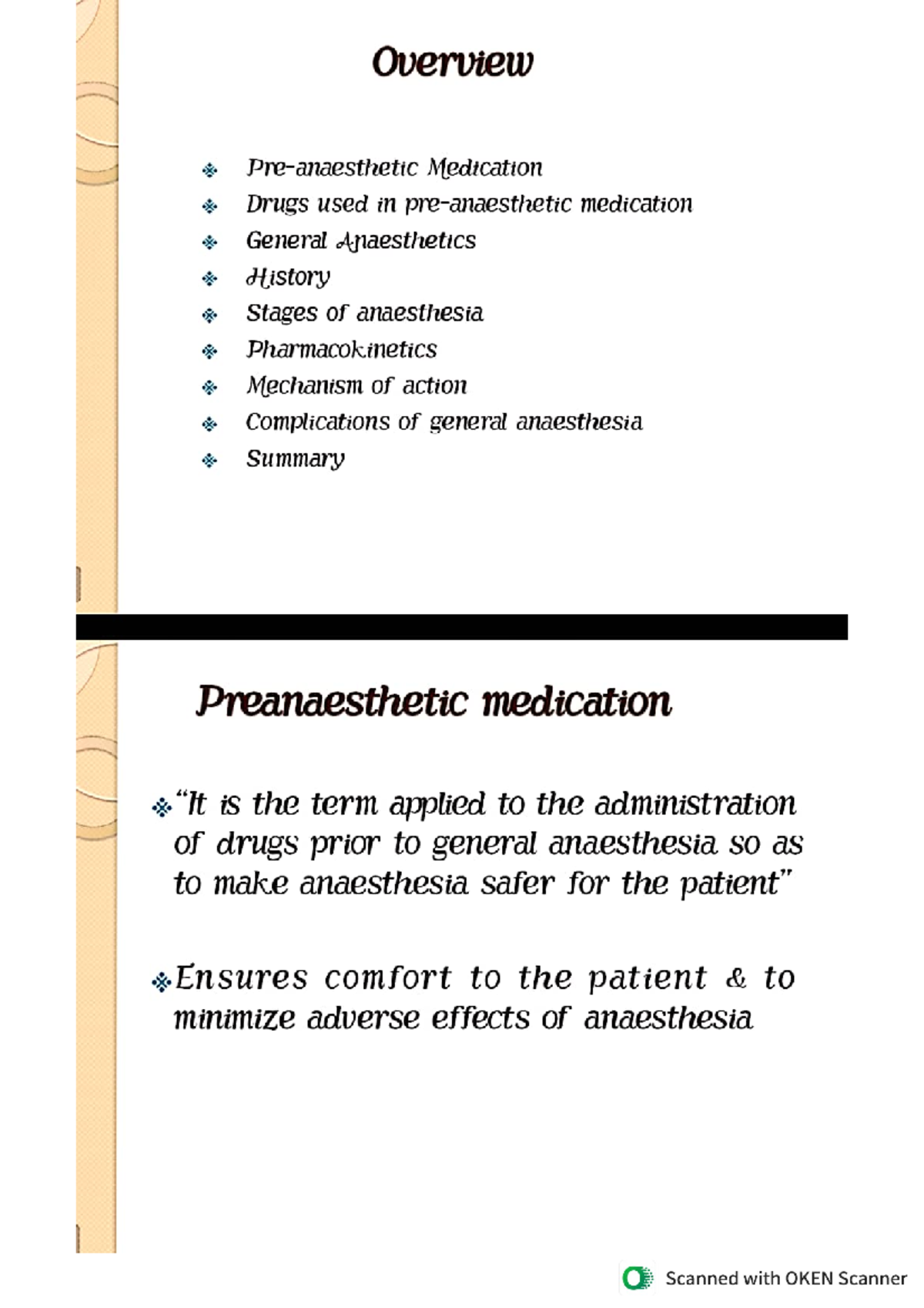 Preanaesthetic Medication And Anaesthetic Agent - Bachelor of Science ...