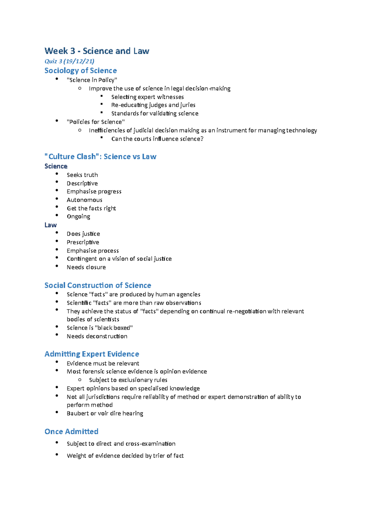 Lecture notes from Forensic Science and Criminal Justice CCJ217 for ...
