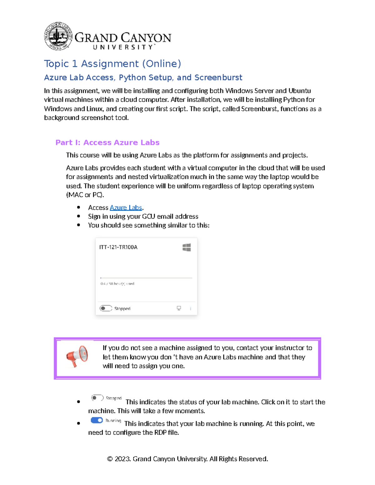 ITT-111-RS-T1-Azure Lab Access,Python Setup,and Screenburst - Topic 1 ...