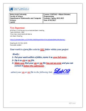 Lecture 1 OOP Julie - those are exercises to practice on Object Oriented Programming - CMPS 242 ...