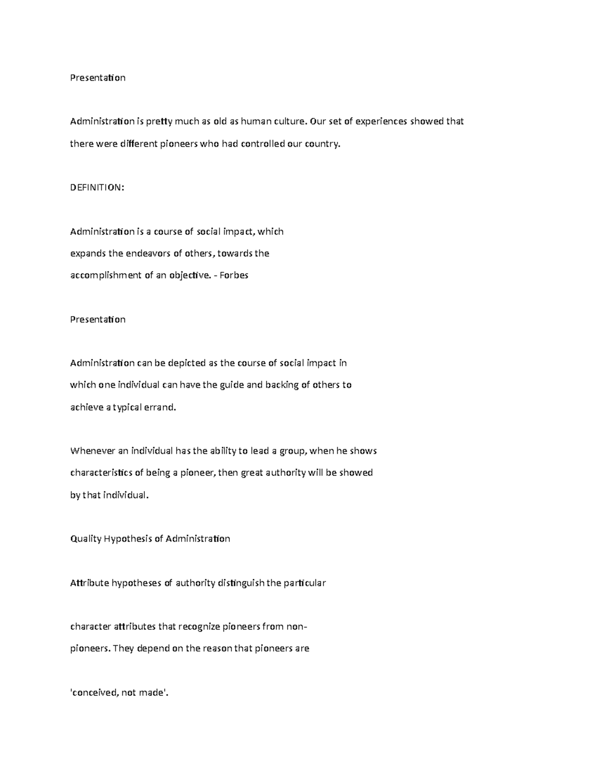 Techniques in improving personality - Presentation Administration is ...