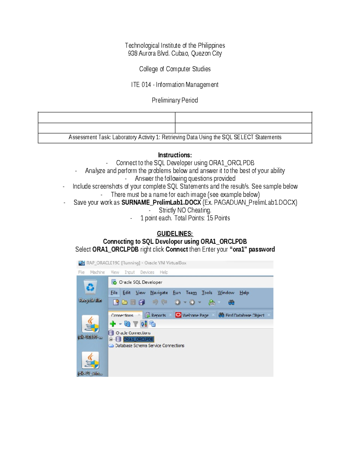Activity 12 Retrieving Data Using Sql Technological Institute Of The 0740