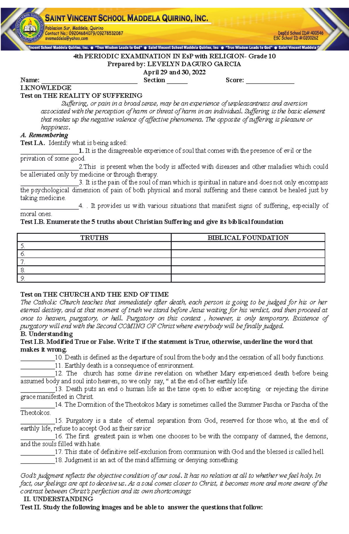 4th Periodic 2021-2022 - 4th PERIODIC EXAMINATION IN EsP with RELIGION ...
