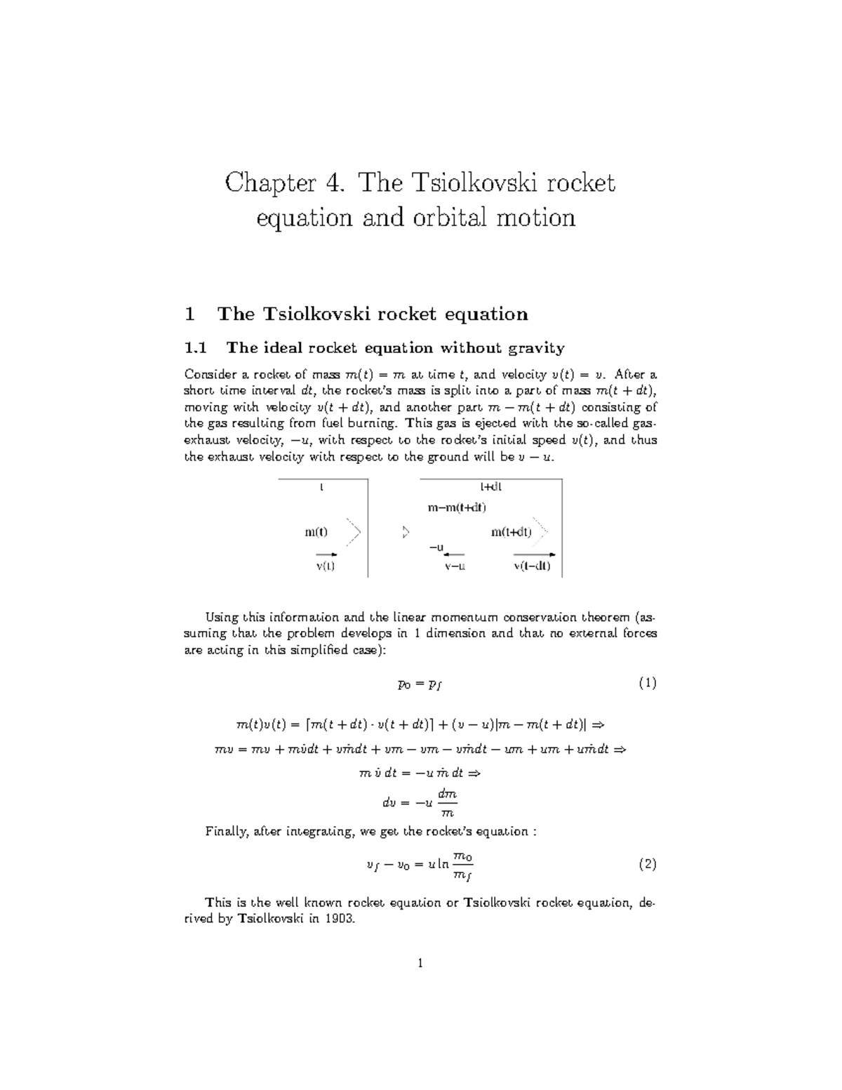 Chapter 4 The rocket s equation - Chapter 4. The Tsiolkovski rocket ...