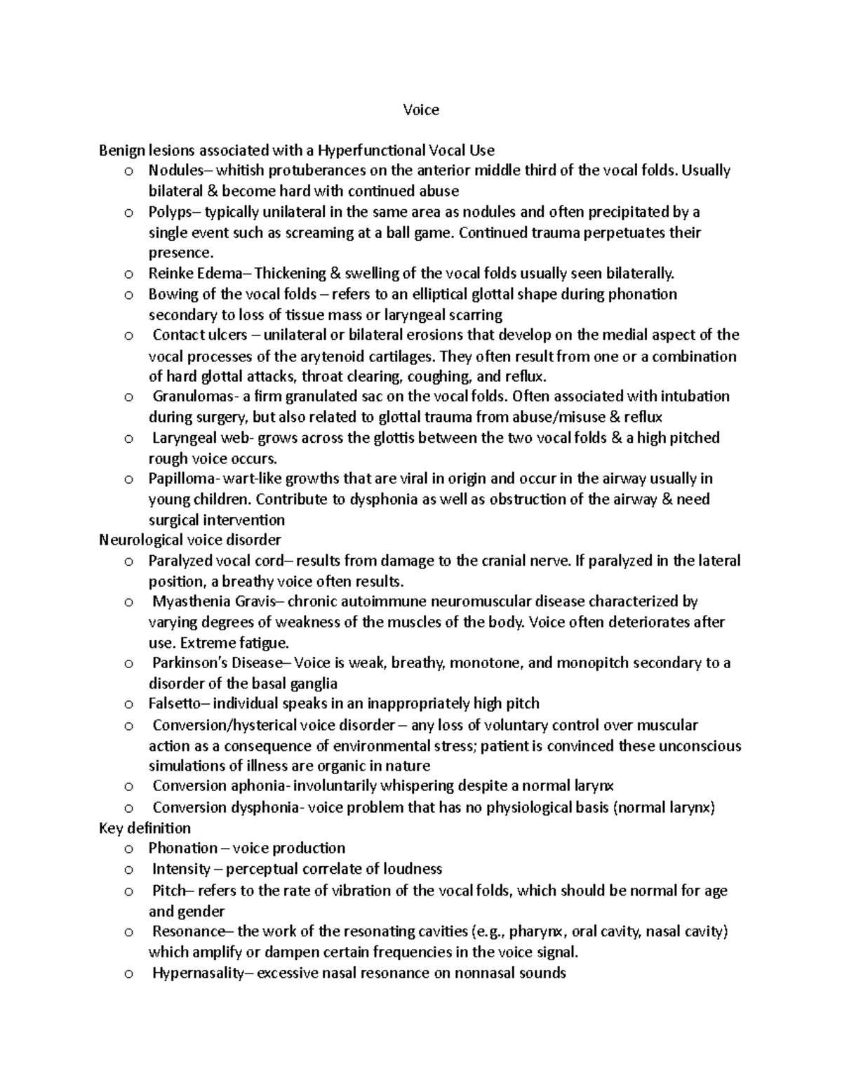 Evaluating Voice - Voice Benign lesions associated with a ...