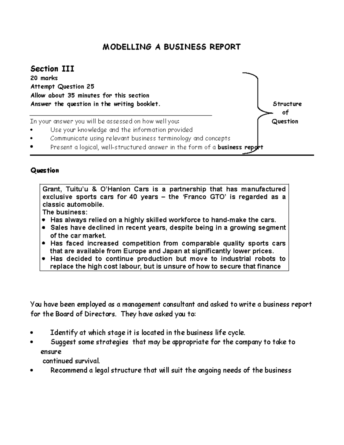 Writing a Bus Report - B - MODELLING A BUSINESS REPORT Section III 20 ...