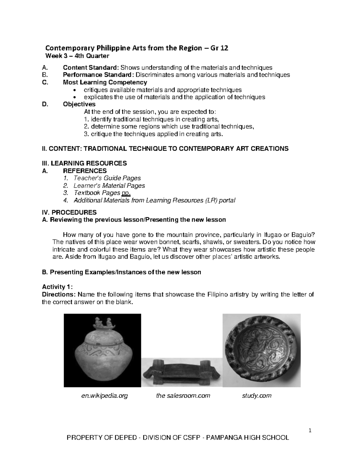 Week 3 Contemporary Arts - 1 Contemporary Philippine Arts from the ...
