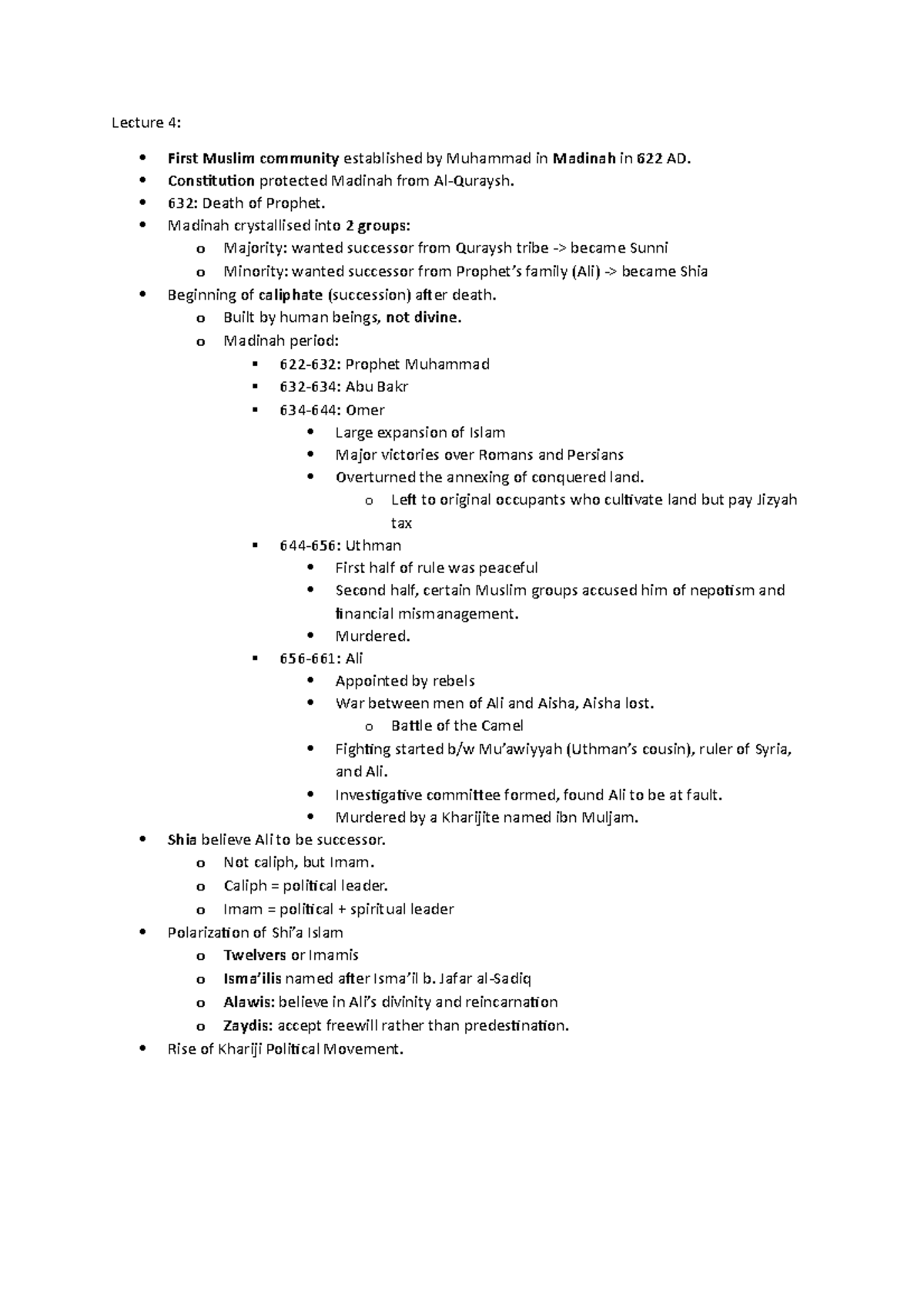 Lecture 4 - Lecture 4: First Muslim community established by Muhammad ...