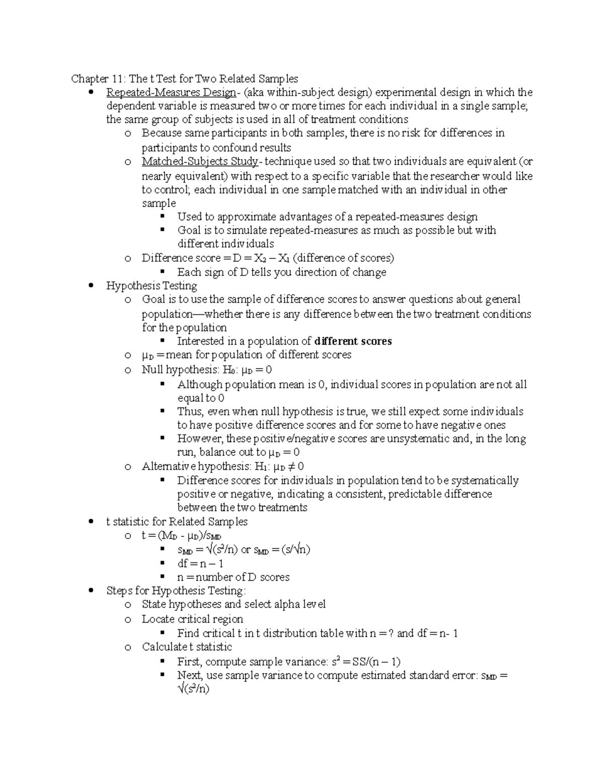 Chapter 11-The t Test for Two Related Samples - Chapter 11: The t Test ...