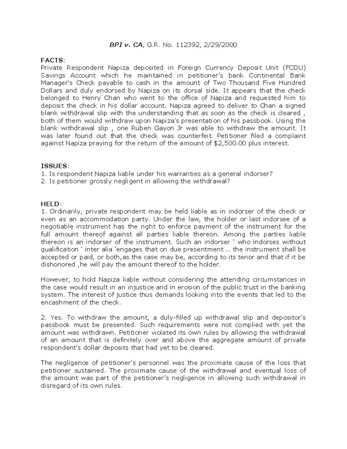 8-BPI v CA - case digest - BPI v. CA , G. No. 112392, 2/29/ FACTS ...