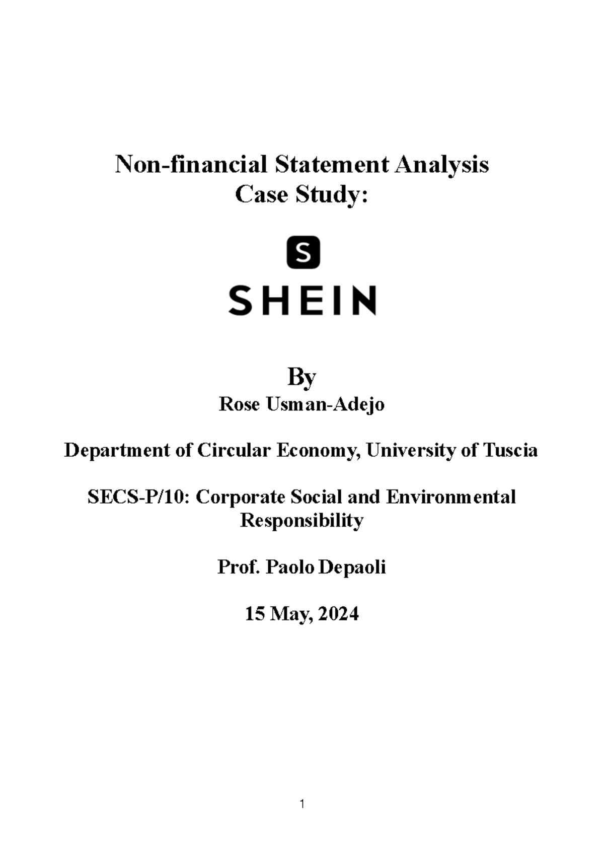 CSR Project by Rose UA - A brief impact assessment on the company SHEIN ...