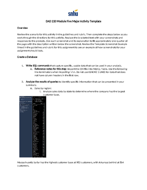 DAD 220 Module Five Activity - Refer to the guidelines and rubric for ...