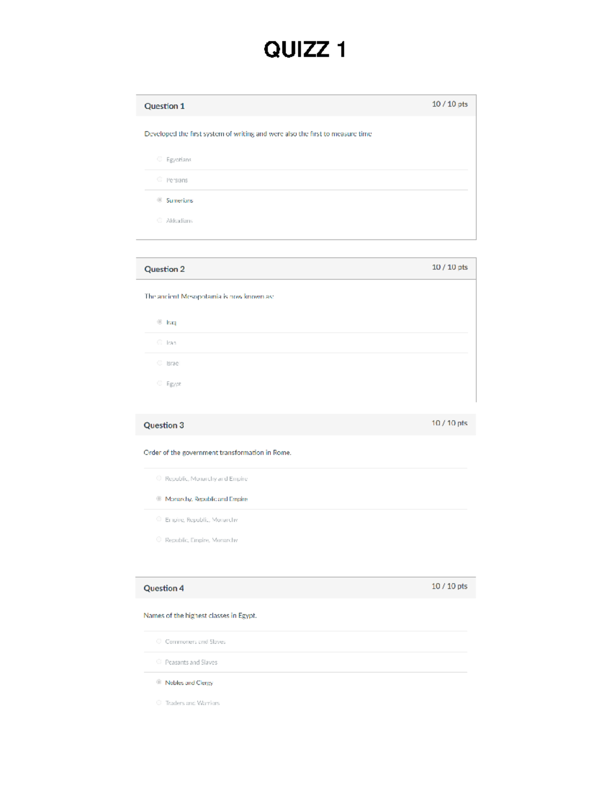 Quizz 1 - contemporary world - QUIZZ - Studocu