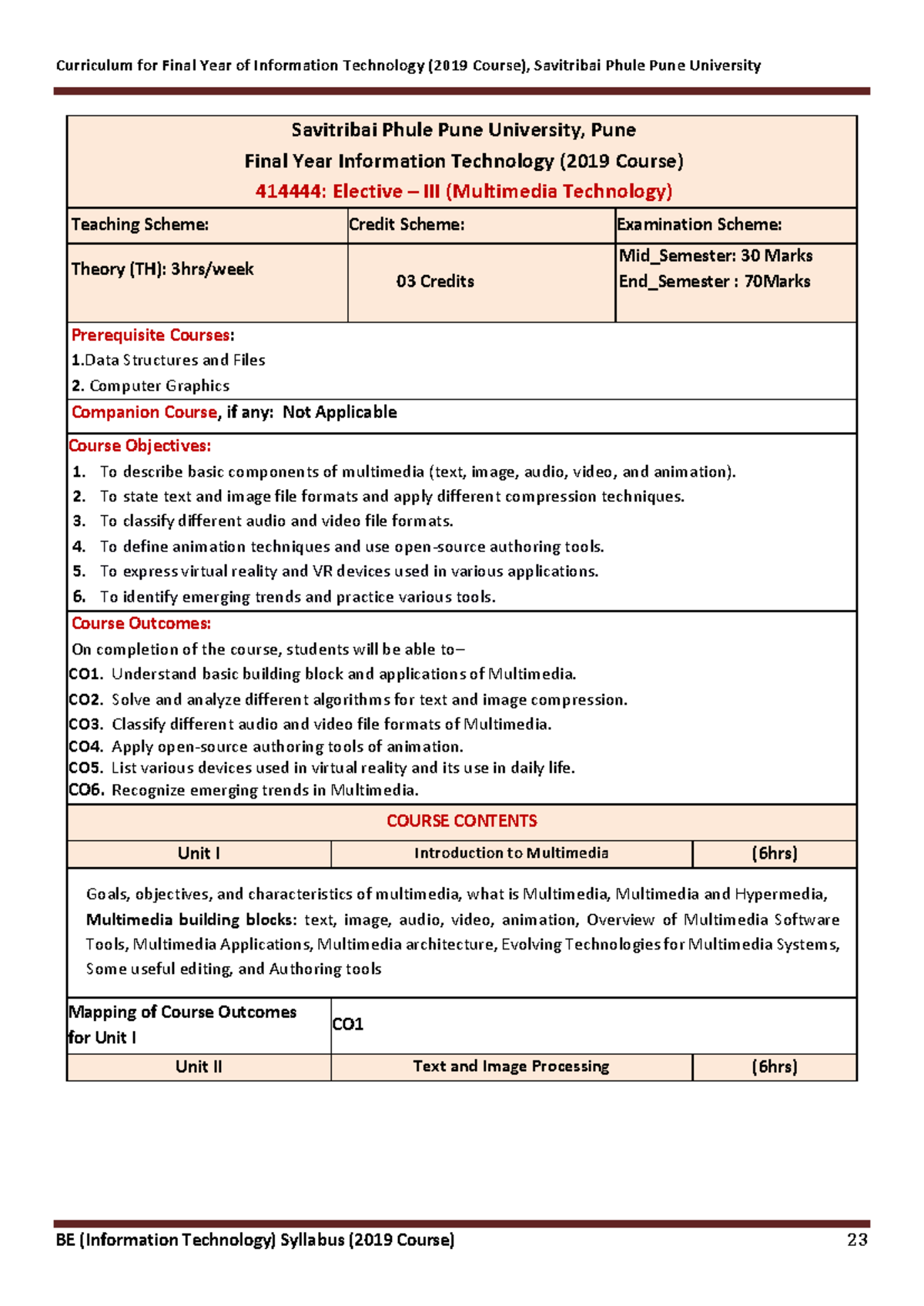 MT - This is a syllabus of multimedia technology of year pattern 2019 - Curriculum for Final ...