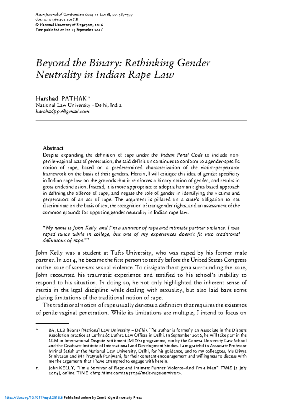 Div class title beyond the binary rethinking gender neutrality in indian rape law div - Asian ...