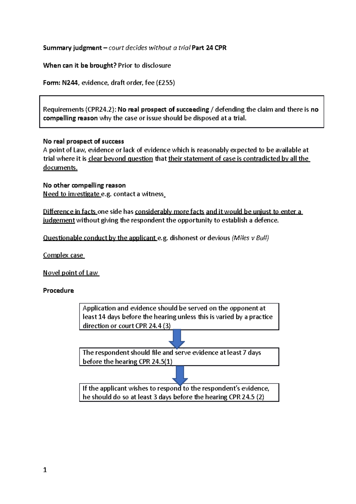 Summary judgment - structure - Summary judgment – court decides without ...