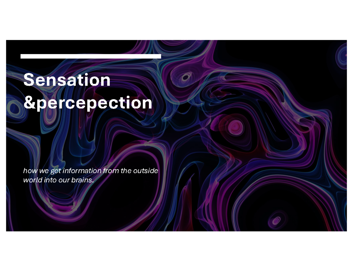 Presentation 3 - sensation and perception project - Sensation ...