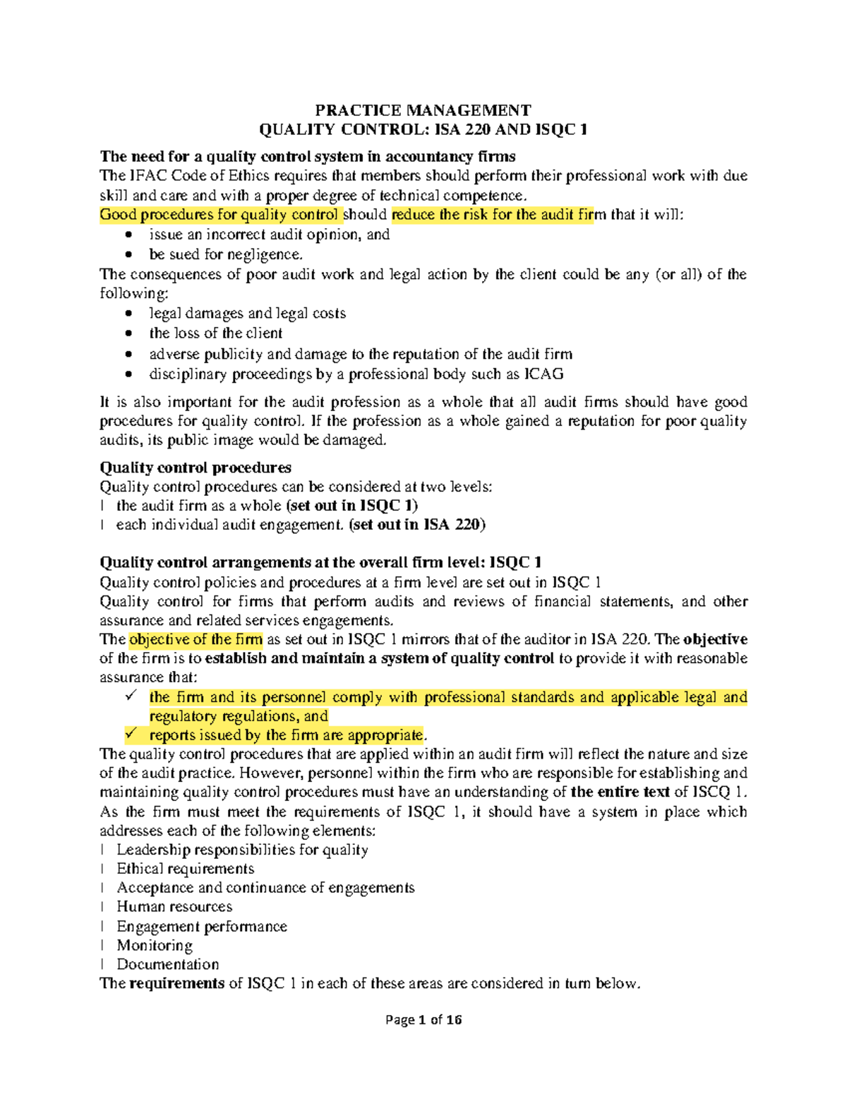 Practice Management - Great - PRACTICE MANAGEMENT QUALITY CONTROL: ISA ...