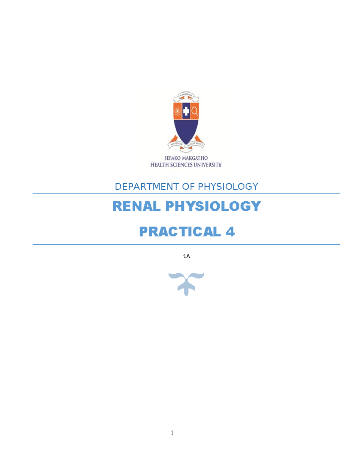 1A Renal physiology practical manual 2024 - DEPARTMENT OF PHYSIOLOGY ...
