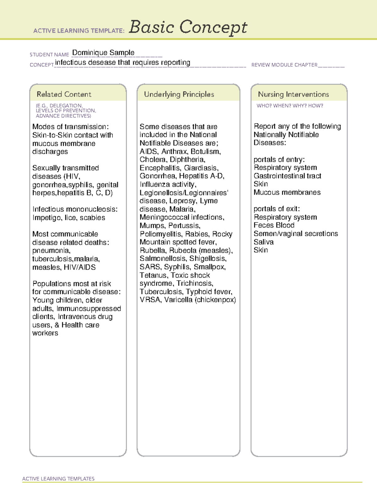 Infectious desease that requires reporting Basic Concept - ACTIVE ...