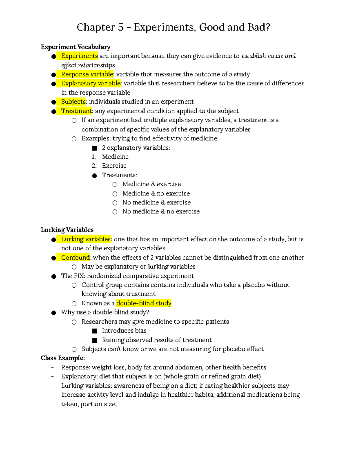 Stats 115 - CH5 - Experiments, Good and Bad - Chapter 5 - Experiments ...