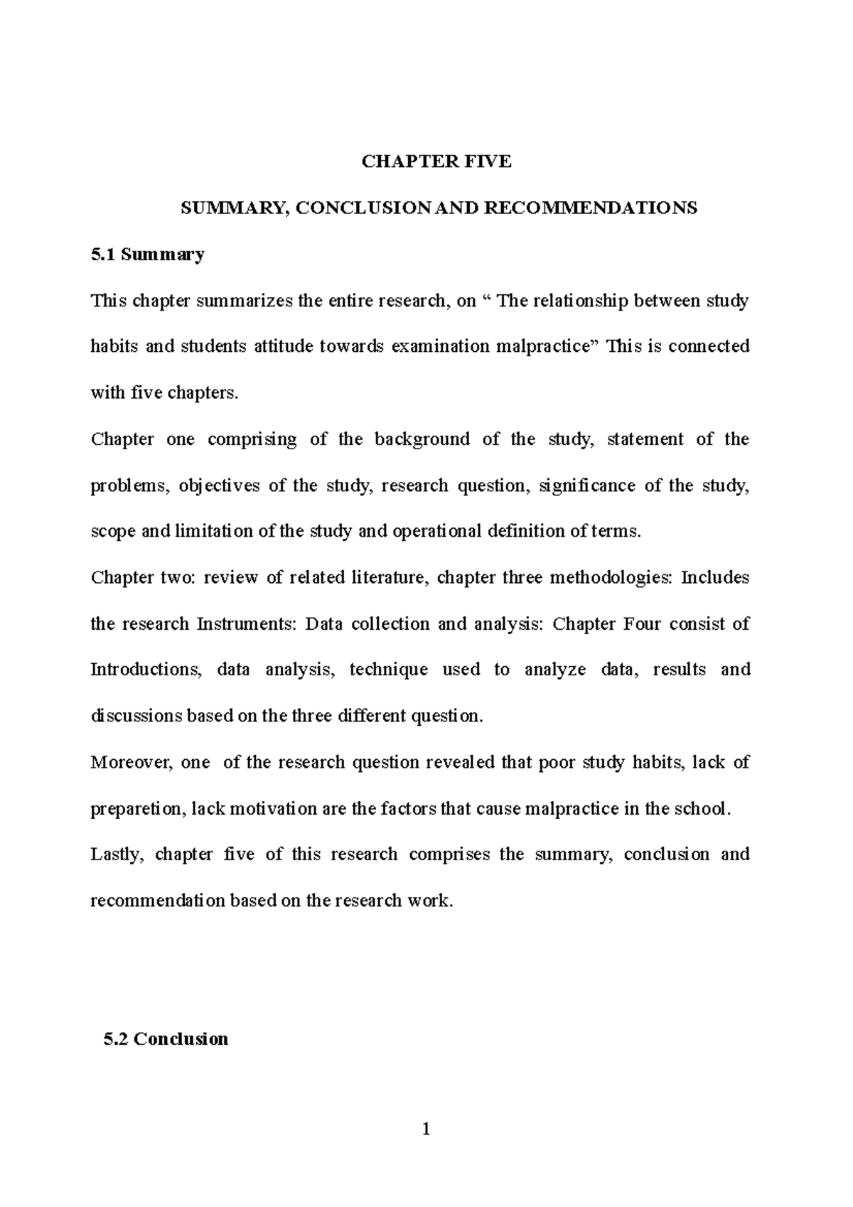 Chapter FIVE elharoun 33 - CHAPTER FIVE SUMMARY, CONCLUSION AND ...