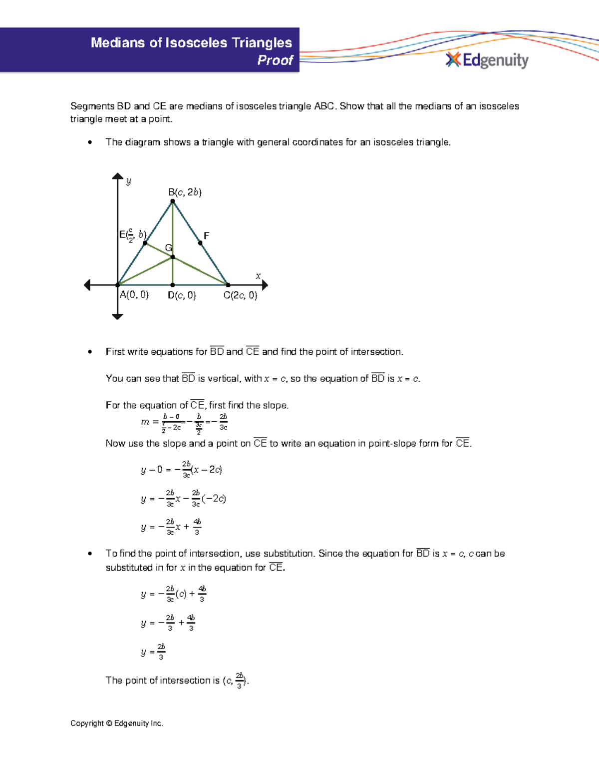 8101 04 05 proof - Copyright © Edgenuity Inc. Medians of Isosceles ...