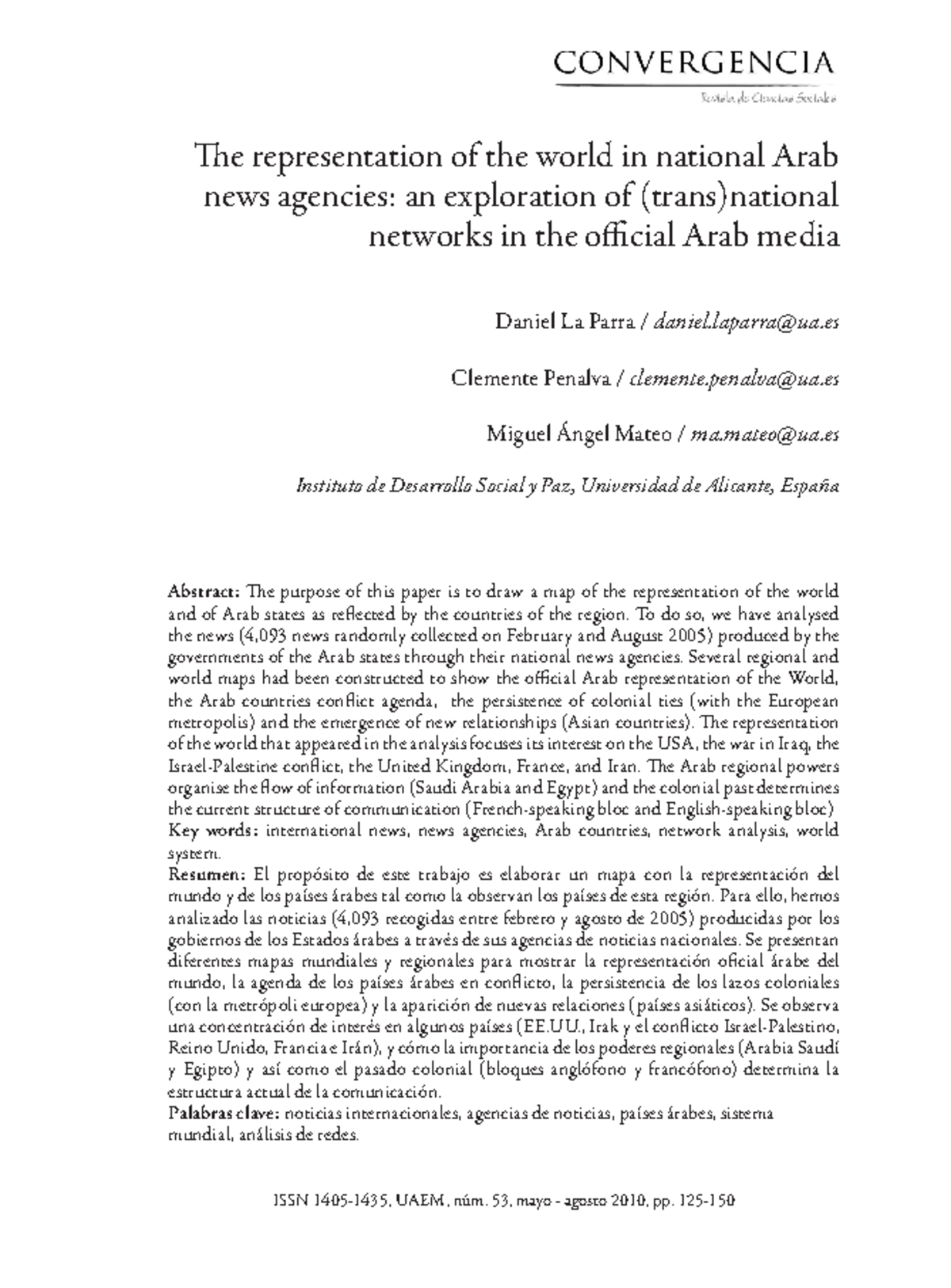 The representation of the world in national Arab news agencies - ISSN ...