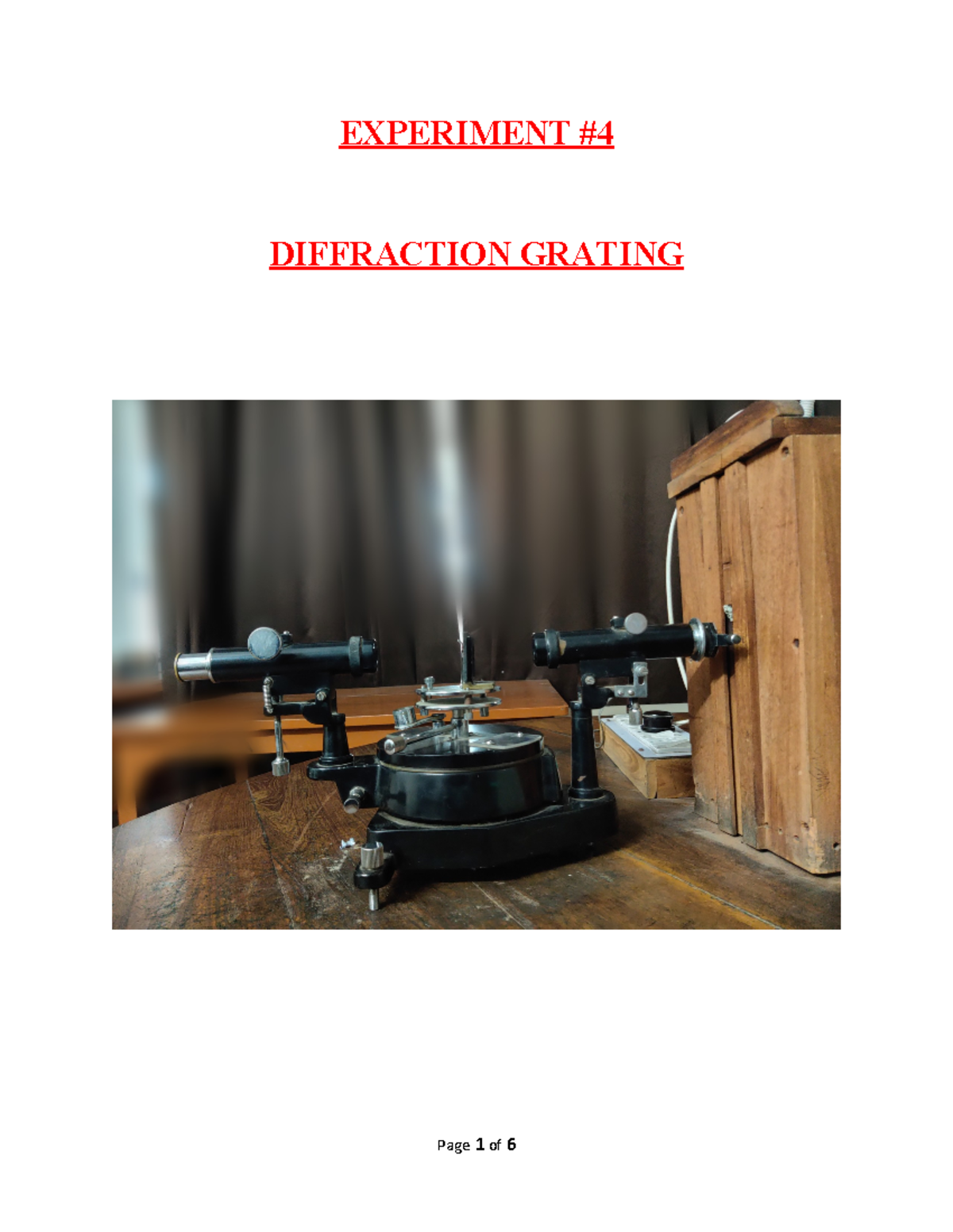 Diffraction grating - APPARATUS A diffraction grating, Spectrometer ...