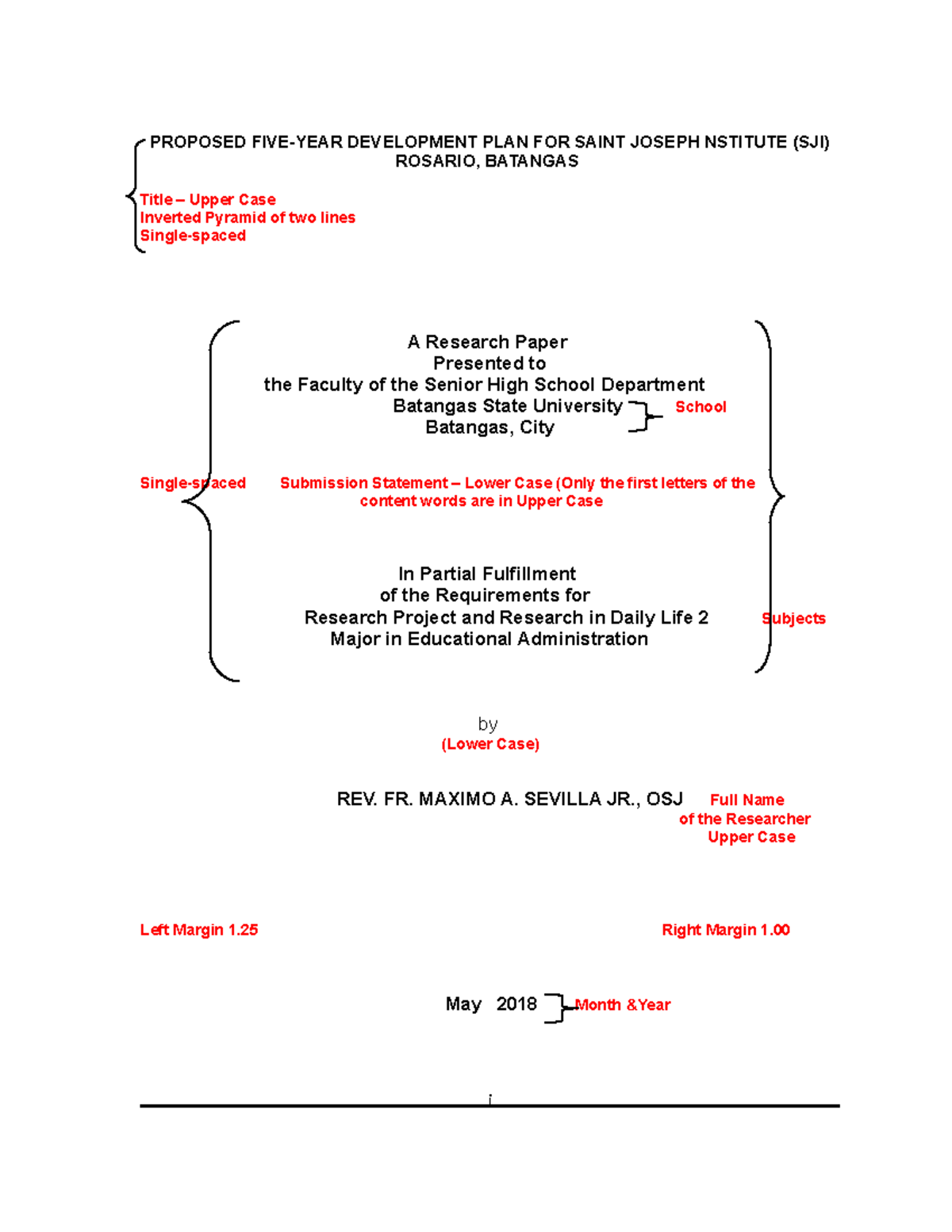 Research Sample Preliminary Pages - PROPOSED FIVE-YEAR DEVELOPMENT PLAN ...