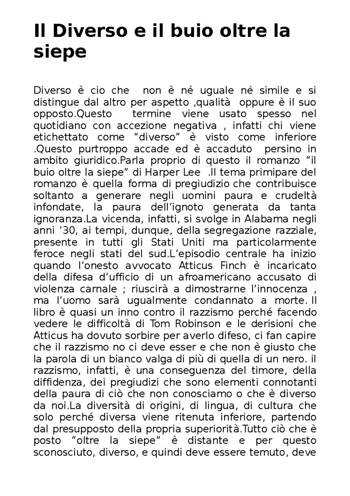 Il diverso e il buio oltre la siepe - Il Diverso e il buio oltre la ...