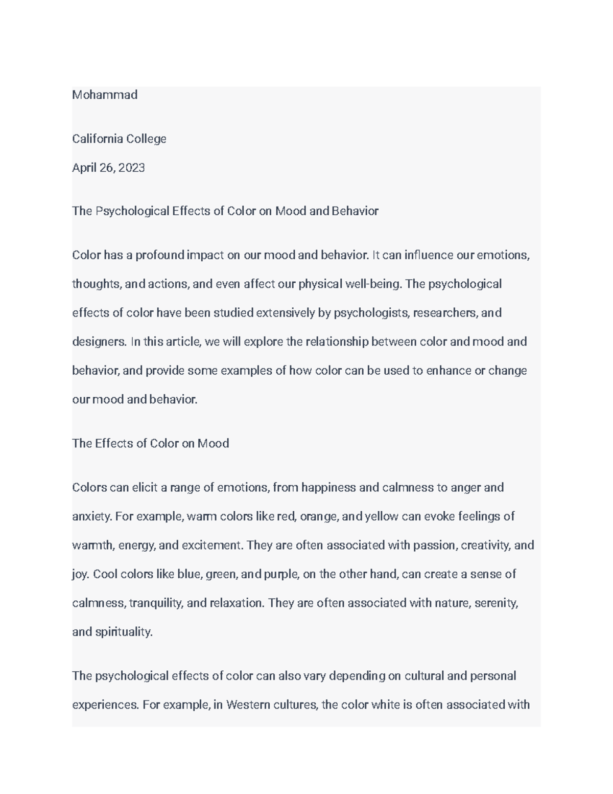 The Psychological Effects of Color on Mood and Behavior - It can ...