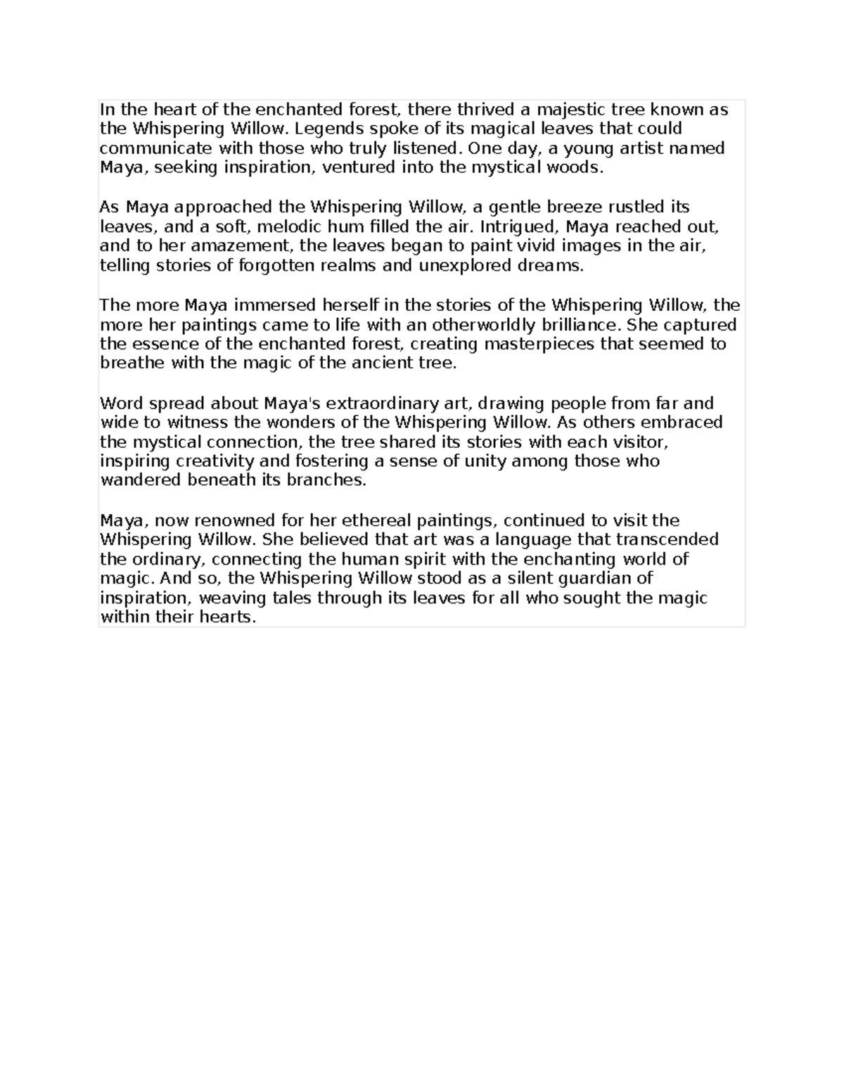 Story 5 - In the heart of the enchanted forest, there thrived a ...