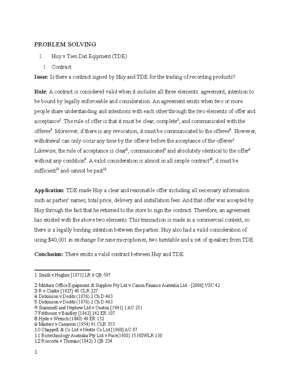 Business Law A3 - the ASM was DI - PROBLEM SOLVING I. Huy v Tien Dat ...