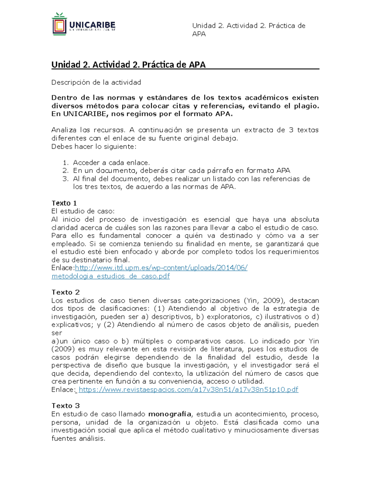 Unidad 2. Actividad 2. Práctica de APA - Unidad 2. Actividad 2. Práctica de APA MÉTODO DEL ...