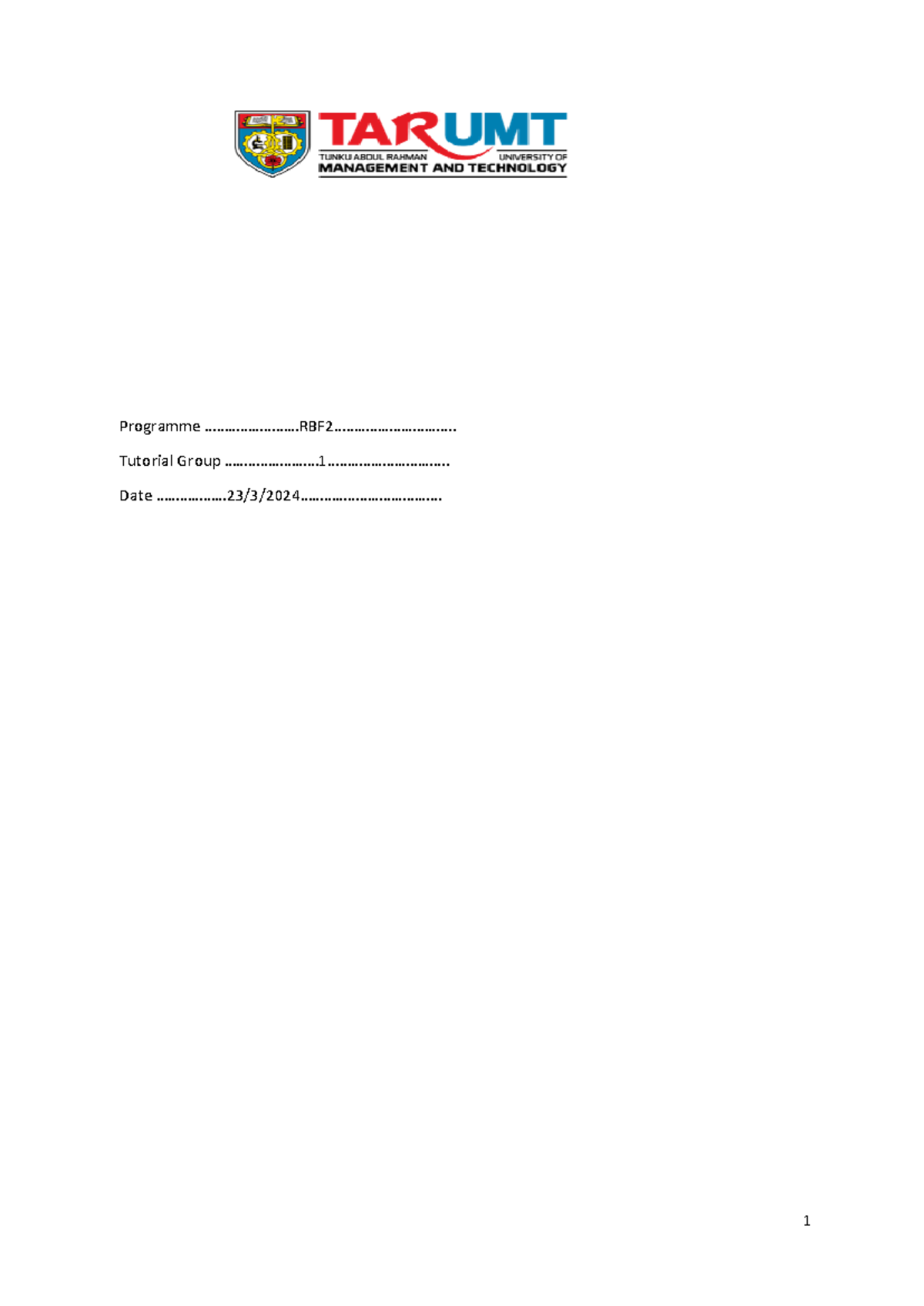 G1 CW1 BBDM3303 - Programme ...