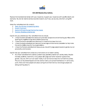 SCS 100 1-2 Activity Advertisement Selection - SCS 100 Module One ...